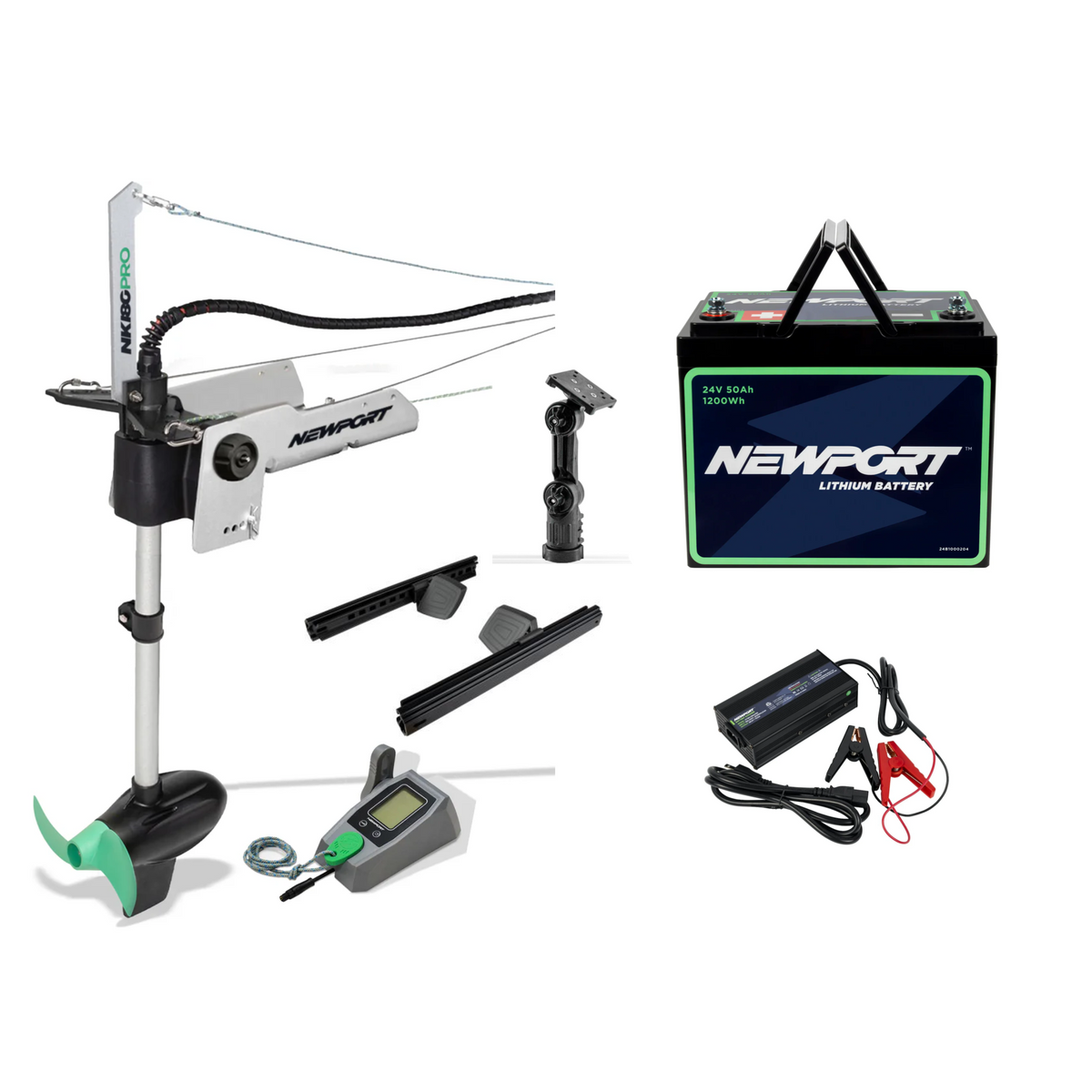 Slayer Propel 10 LTE Stern Newport NK180 PRO + 24V 50AH Battery Motori ...